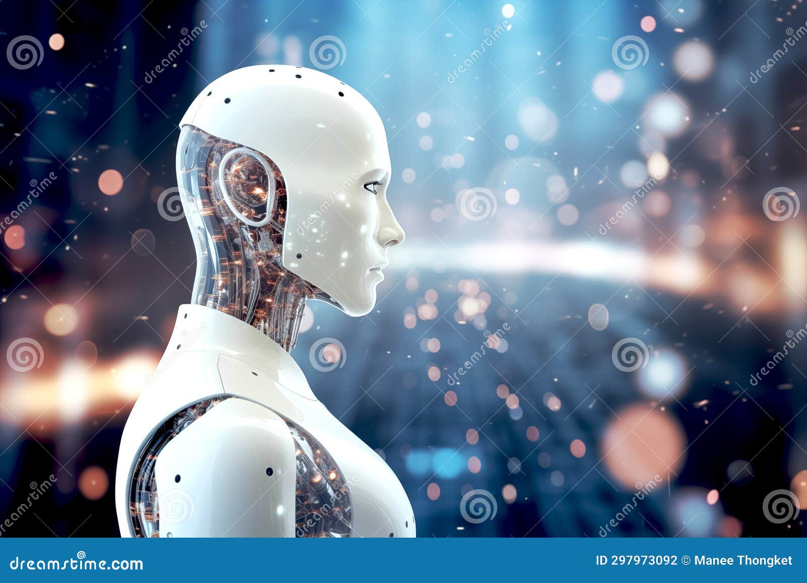 An Artificial Intelligence Machine Standing in Digital World Metaverse ...