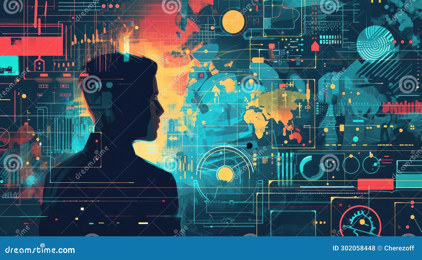 Artificial Intelligence and Man Stock Photo - Image of software ...