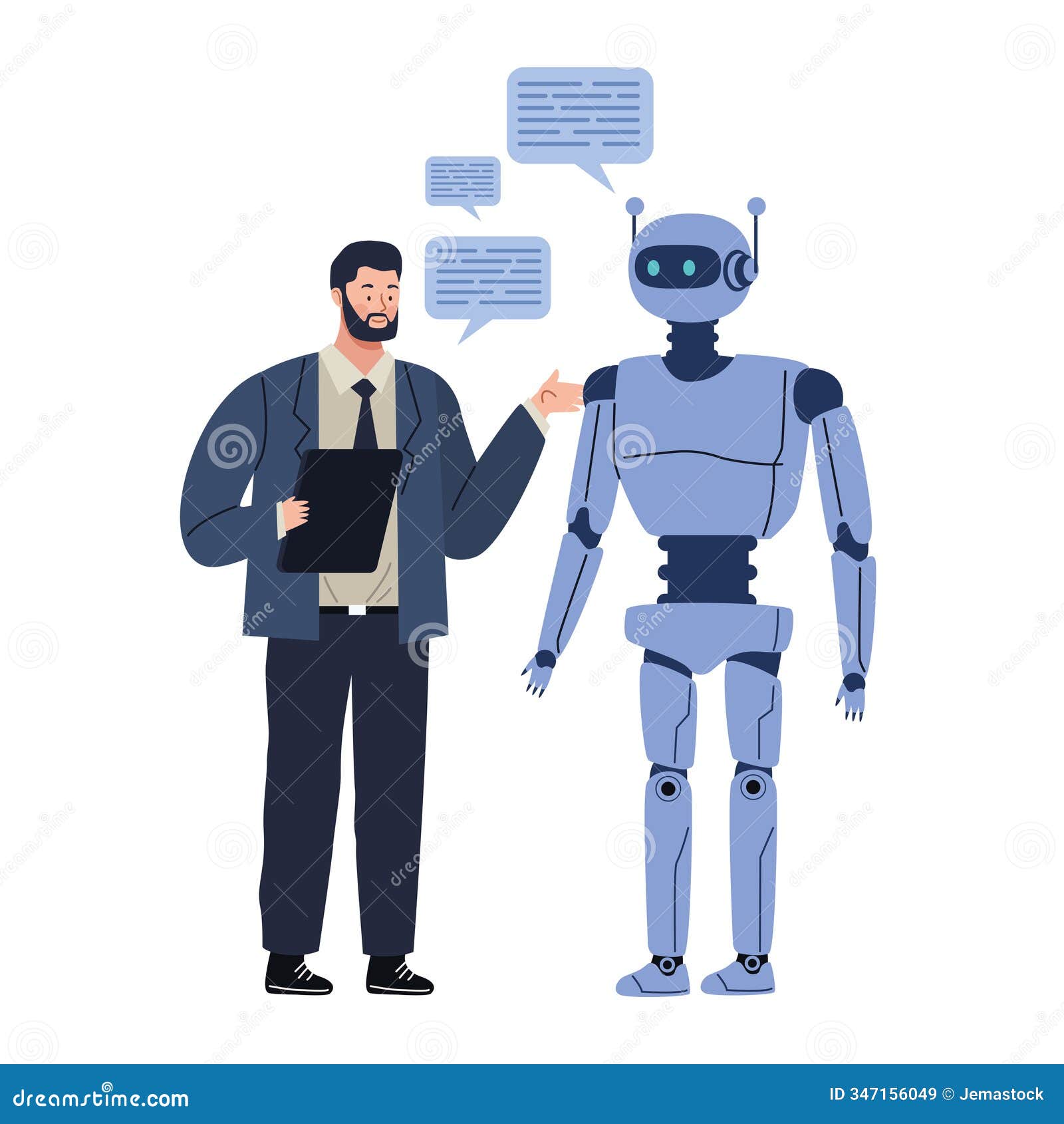 Artificial Intelligence with Man Talking Stock Illustration ...