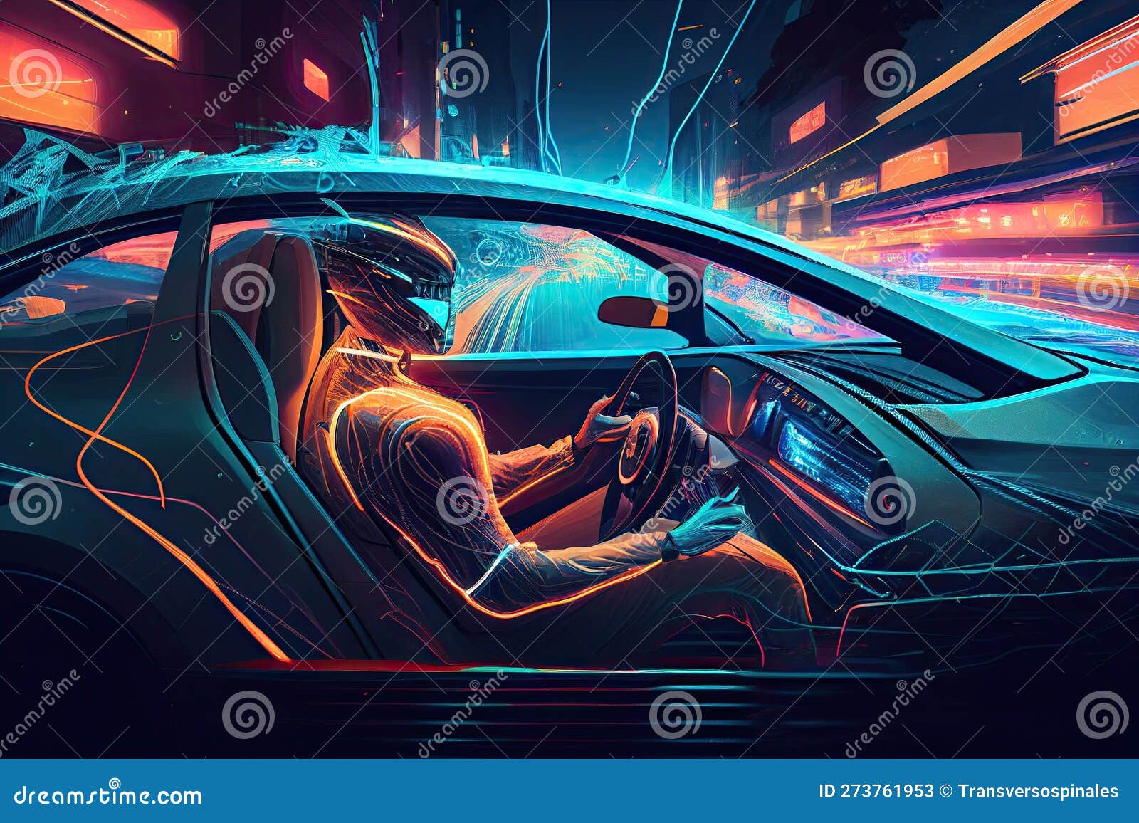 Artificial Intelligence Manages Transport. Technological Car without a ...