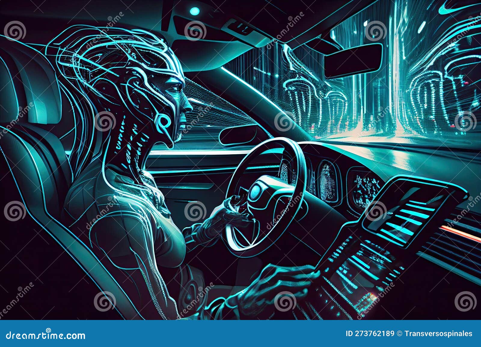 Artificial Intelligence Manages Transport. Technological Car without a ...