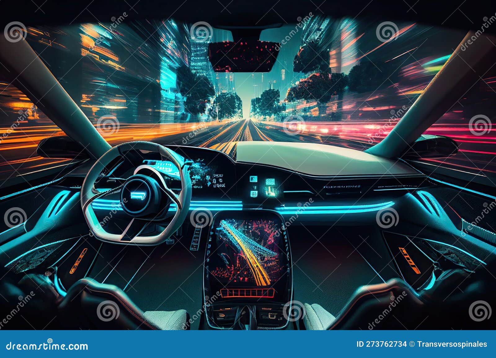 Artificial Intelligence Manages Transport. Technological Car without a ...