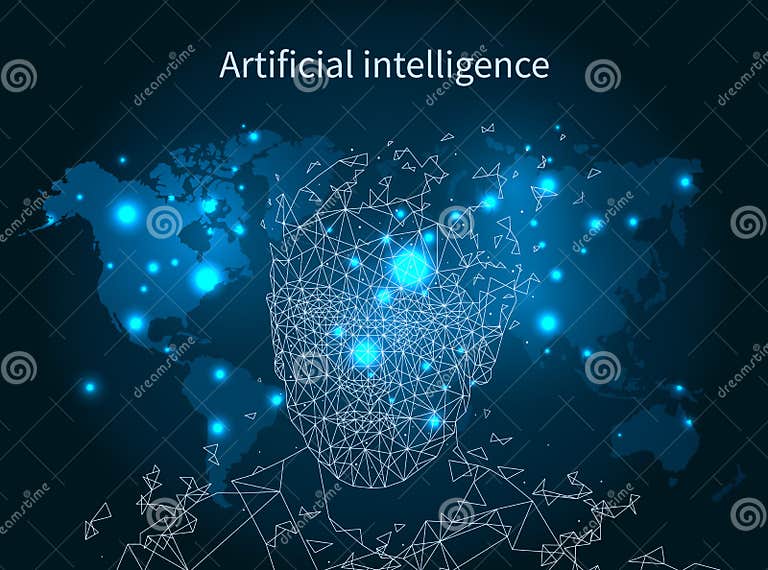 Artificial Intelligence Map Network Poster Vector Stock Vector ...