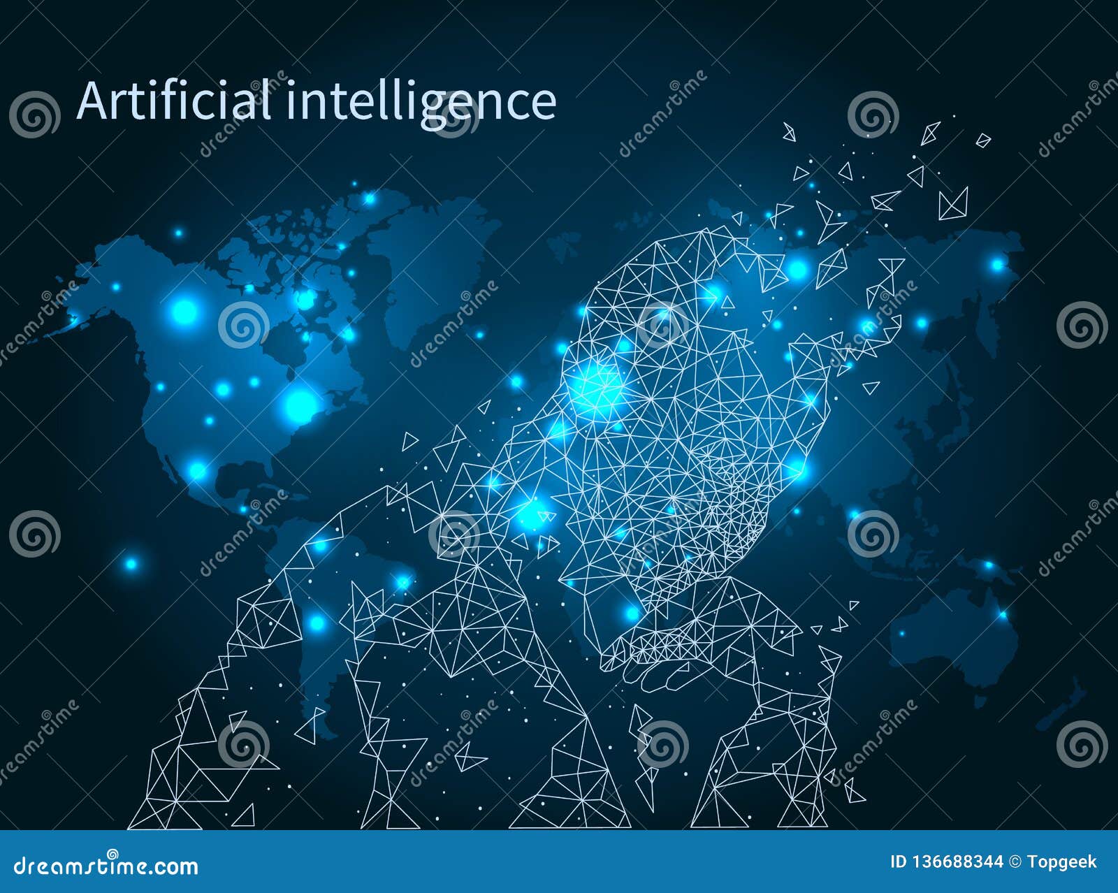 Artificial Intelligence Map Network Poster Vector Stock Vector ...