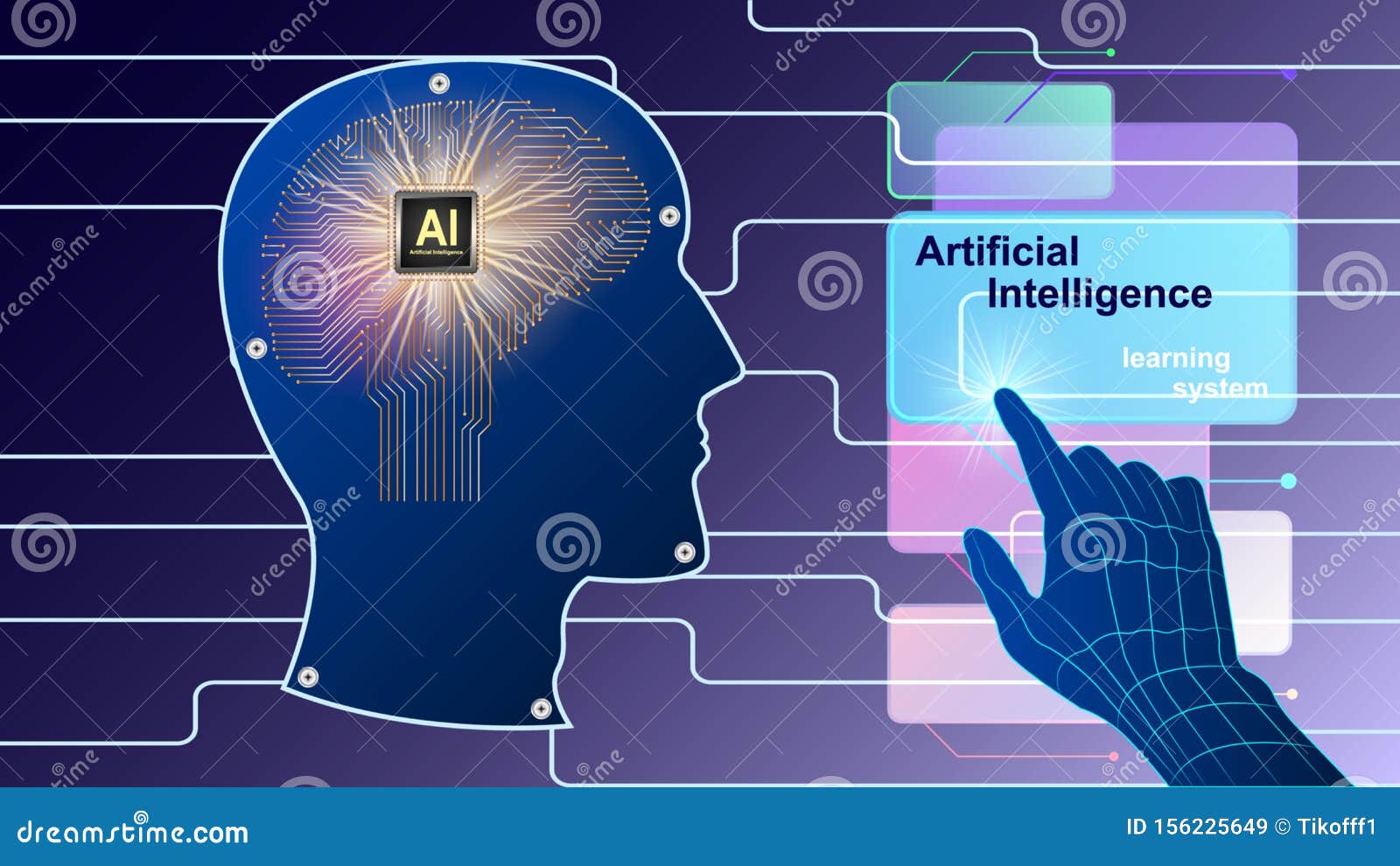 Artificial Intelligence, Mechanical Brain Profile Stock Vector ... Artificial Intelligence, Mechanical Brain Profile Stock Vector ...