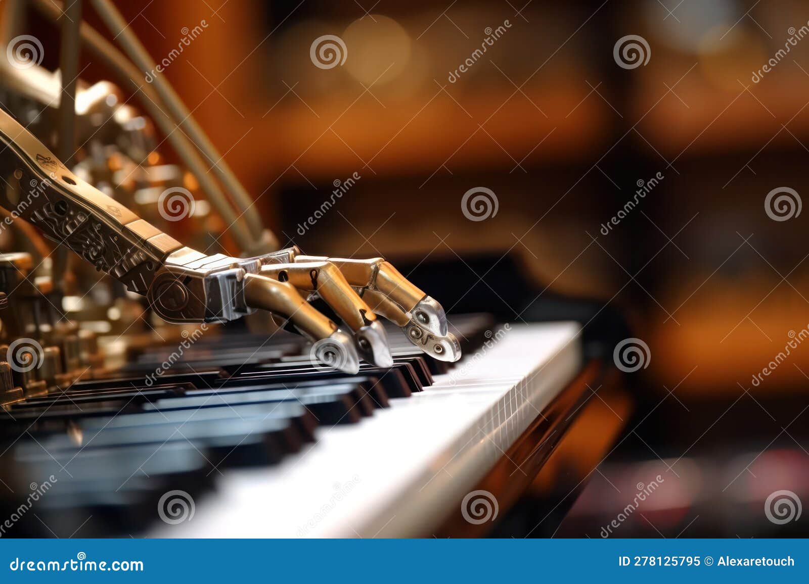 Artificial Intelligence Mechanical Hand Plays the Piano. Stock ...