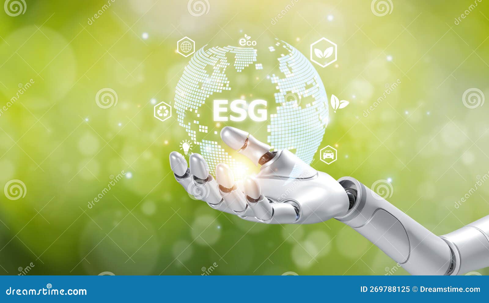 Artificial Intelligence Mechanical Robot Hand Unity Holding the Earth ...