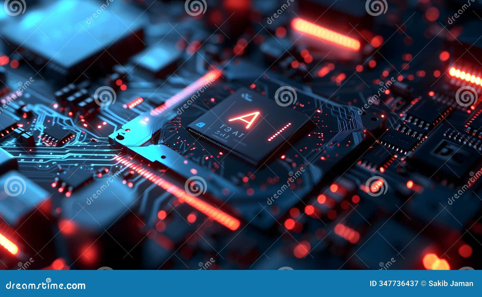 Artificial Intelligence Micro Chip Background. Stock Image - Image of ...