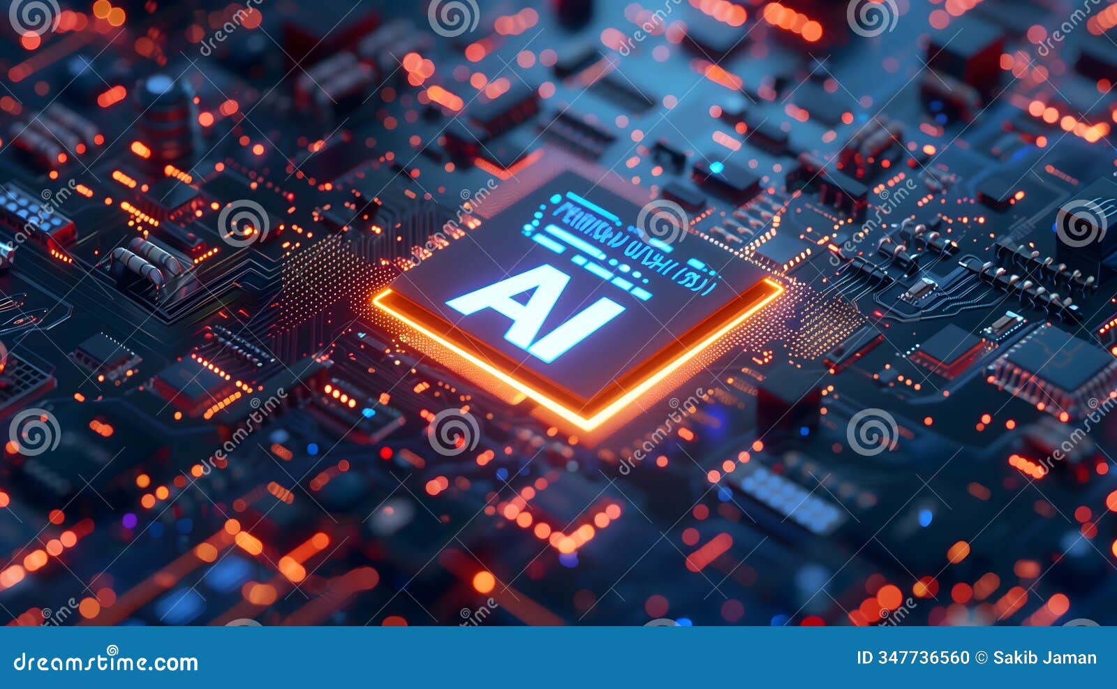 Artificial Intelligence Micro Chip Background. Stock Photo - Image of ...