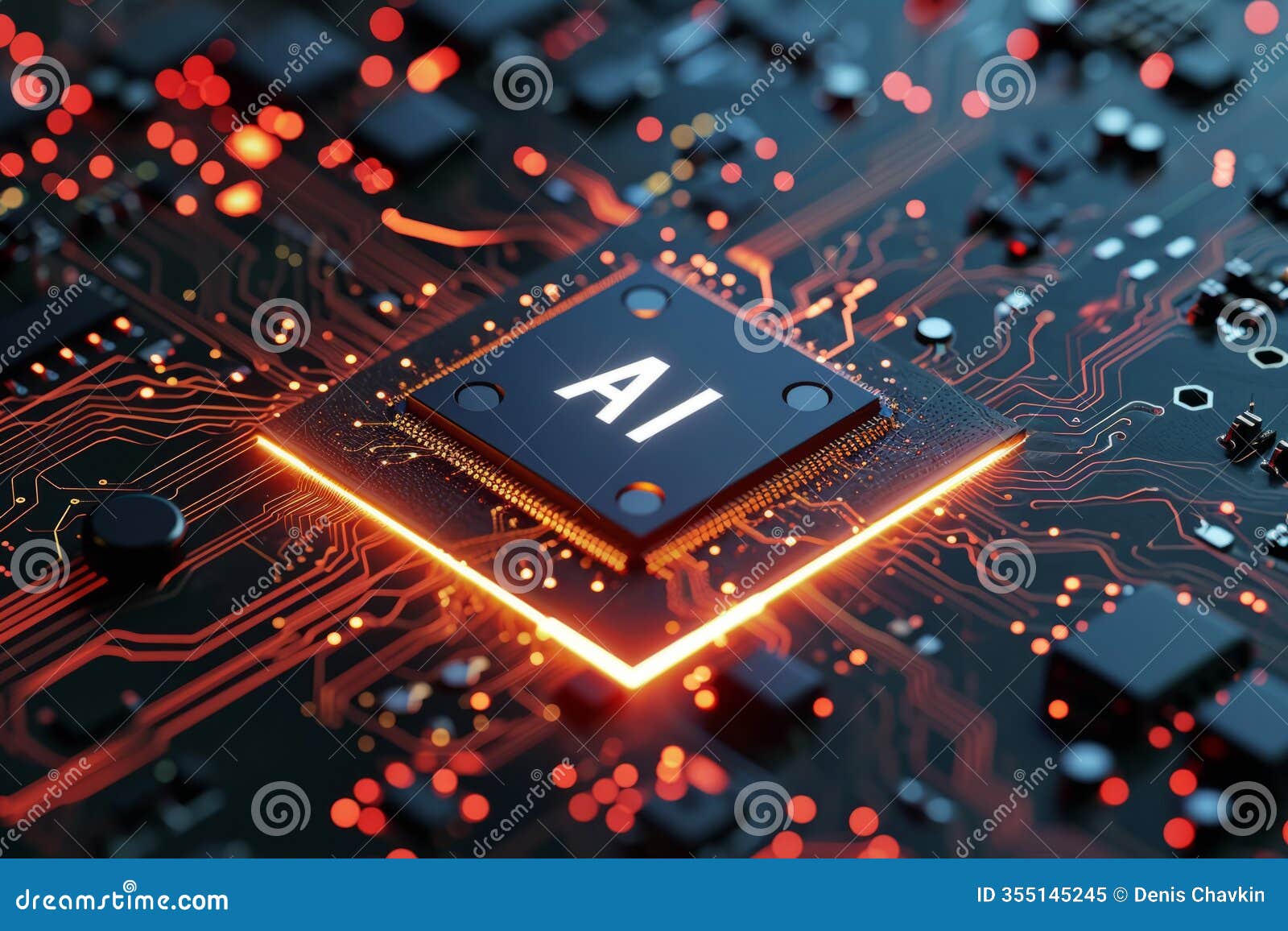 Artificial Intelligence Micro Chip with AI Text on Chip Stock Image ...