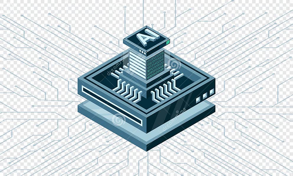 Artificial Intelligence Micro Chip Illustration. Quantum Computing ...