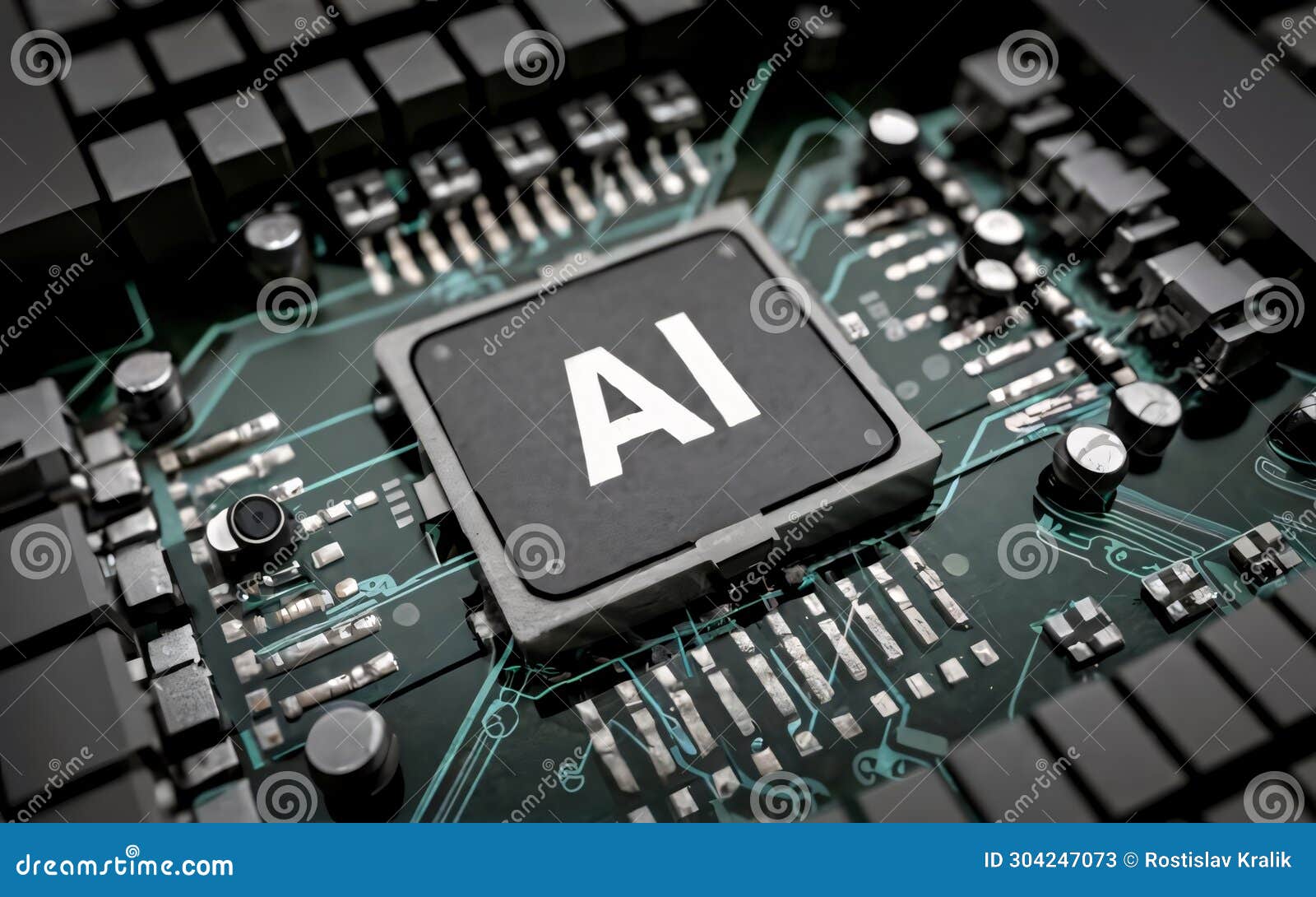 Micro Chip with Text "AI" on Chip Stock Illustration - Illustration of ...