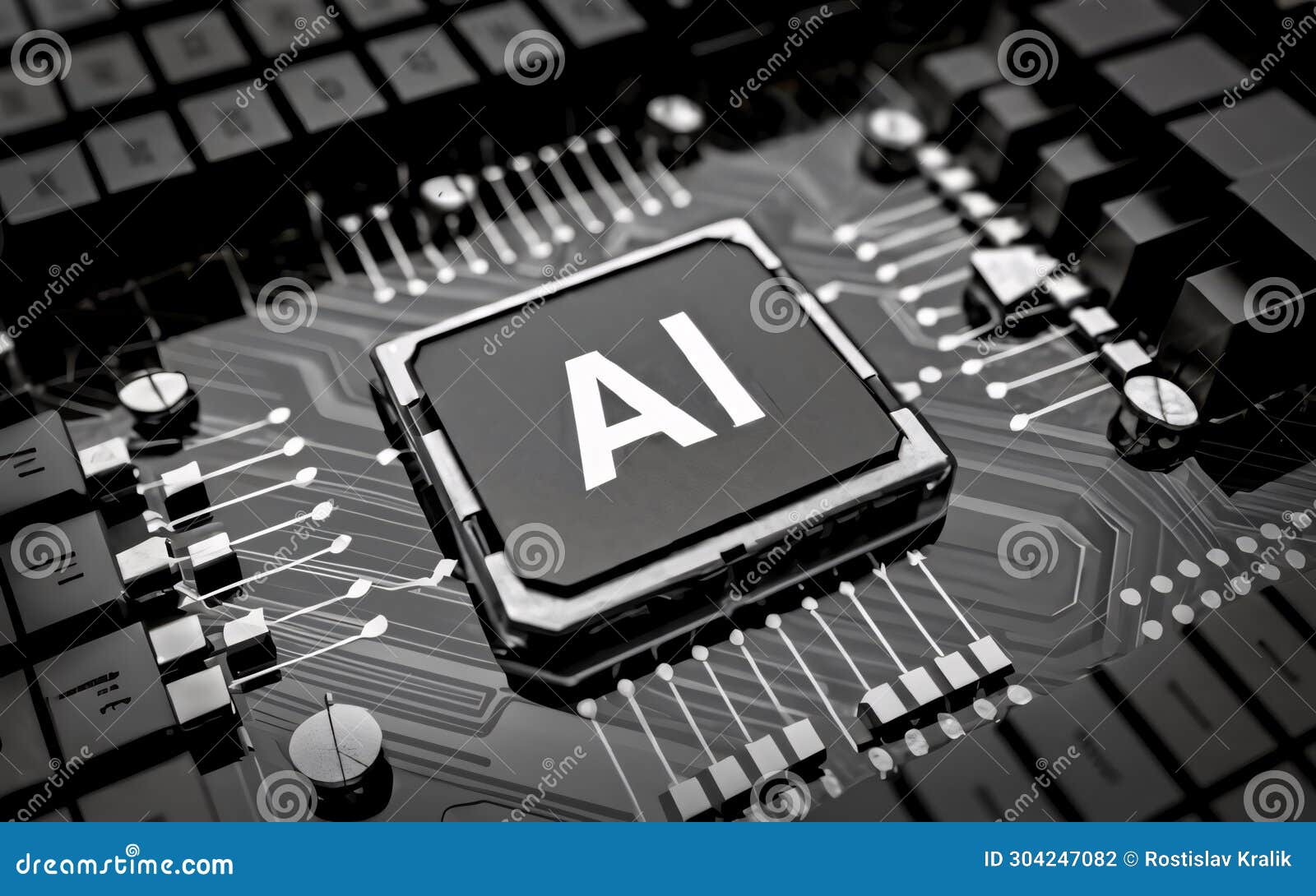 Micro Chip with Text "AI" on Chip Stock Illustration - Illustration of ...
