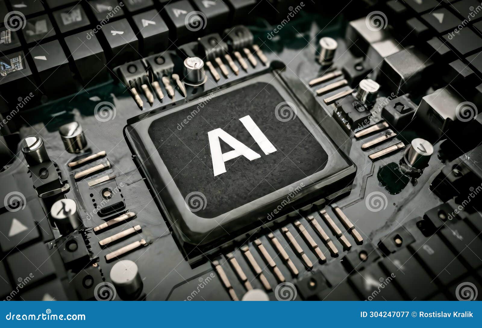 Micro Chip with Text "AI" on Chip Stock Illustration - Illustration of ...