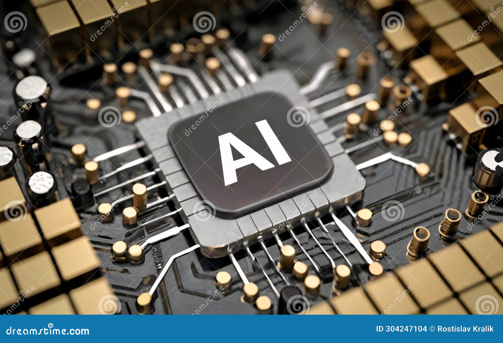 Micro Chip with Text "AI" on Chip Stock Illustration - Illustration of ...