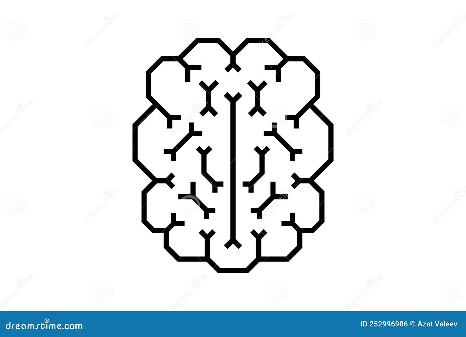Artificial Intelligence Microchip Digital Graphic Brain. AI Chip Board Circuit Line Icon. Neural ...