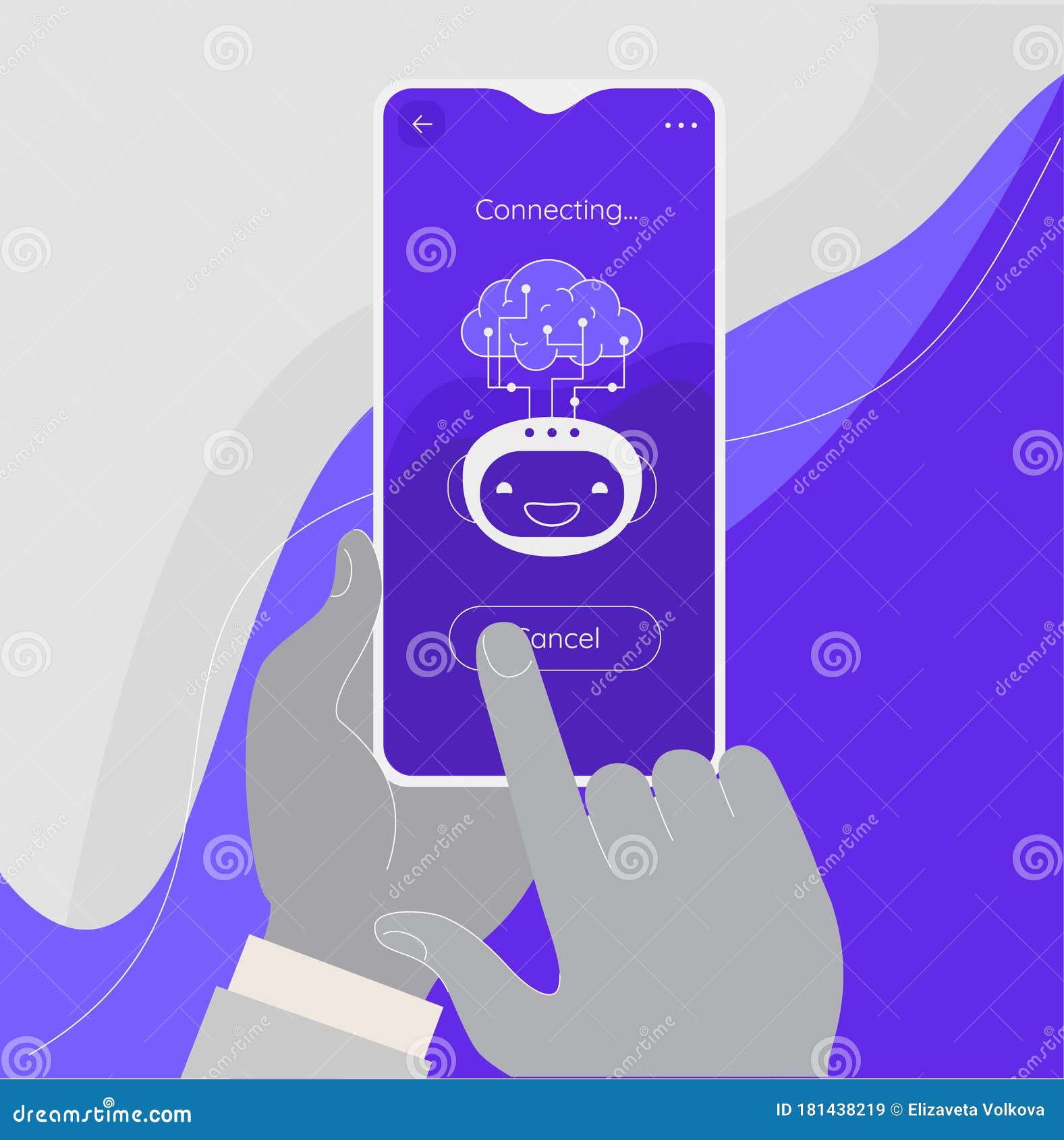 Artificial Intelligence in Mobile Phone Concept. Trendy Vector ...