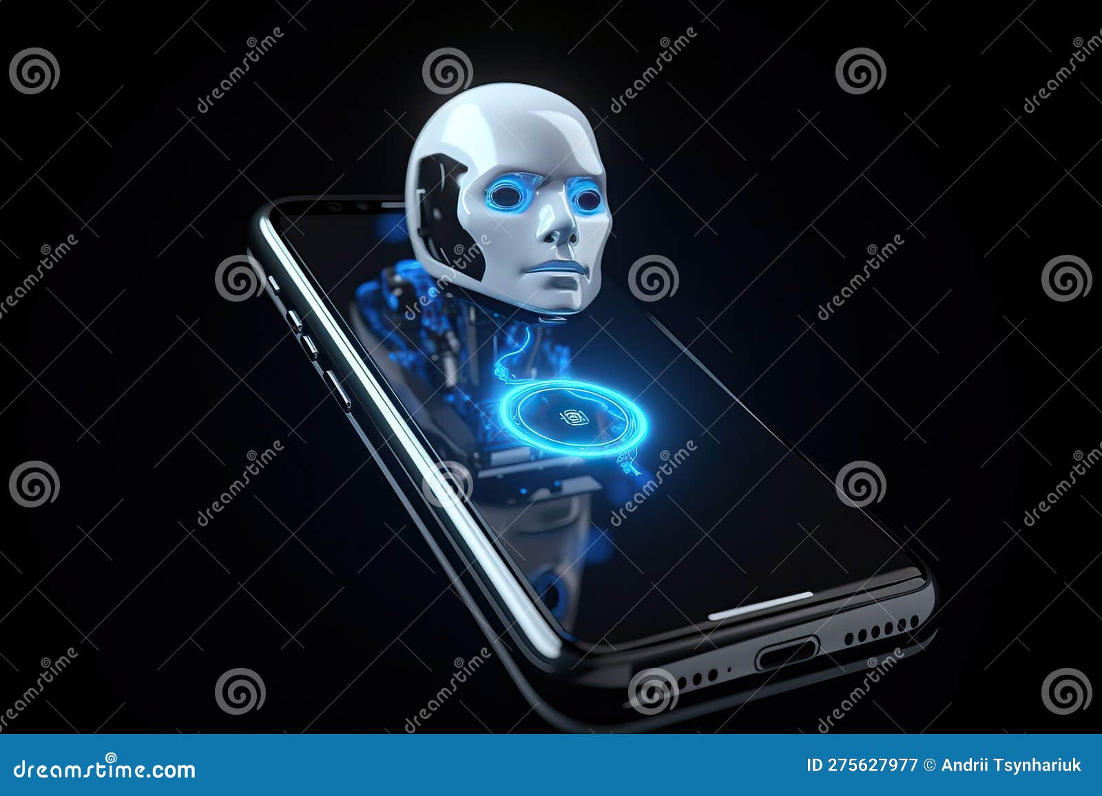 Artificial Intelligence in a Mobile Phone, Generative AI. Stock ...