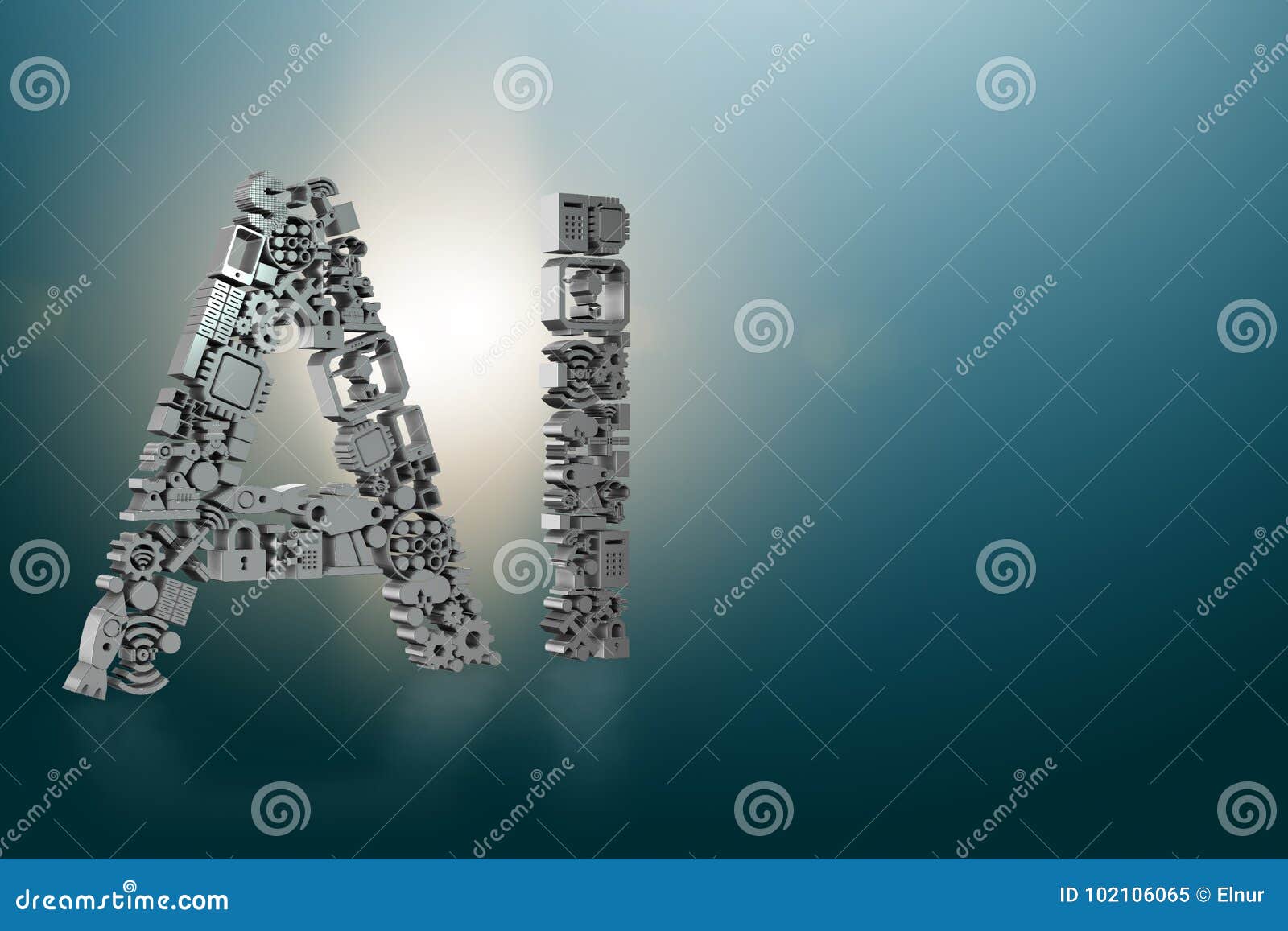 The Artificial Intelligence Modern Computing Concept - 3d Rendering Stock Illustration ...