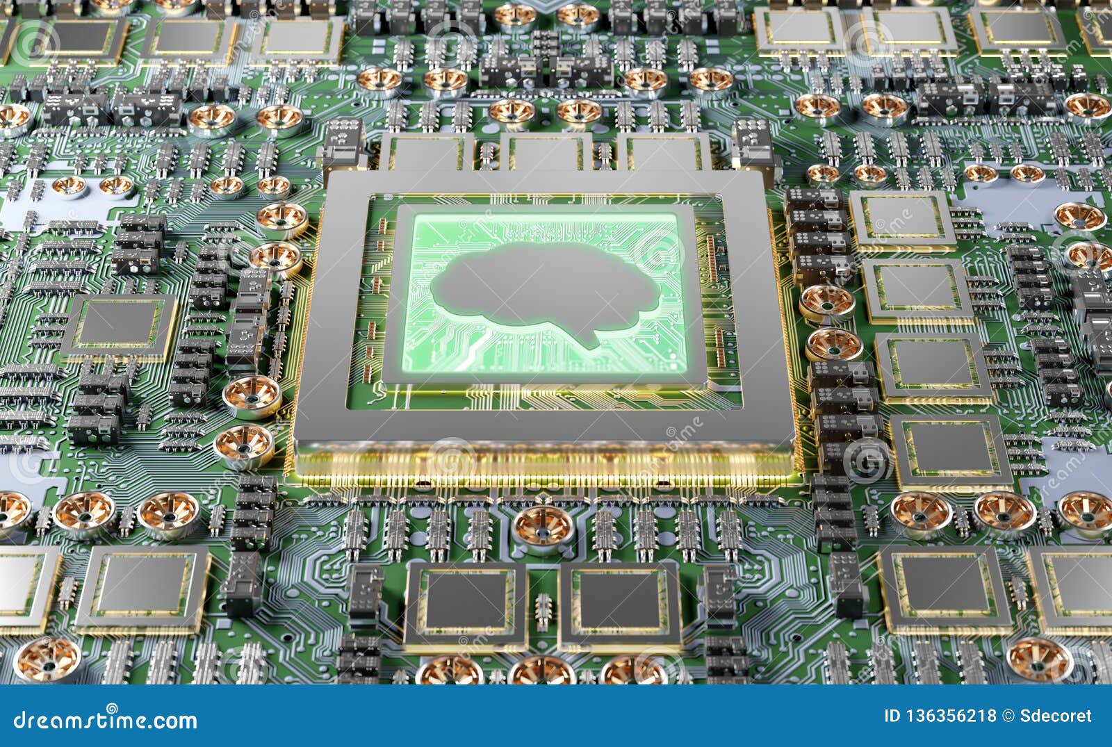 Artificial Intelligence in a Modern GPU Card Stock Illustration ...