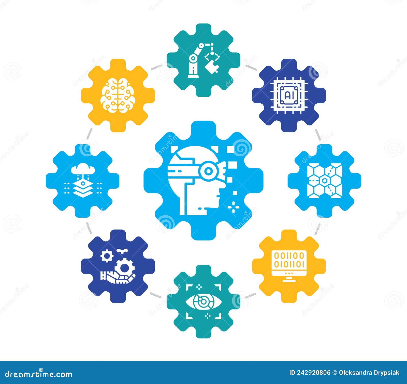 Artificial Intelligence Modern Icons in Infographic Circle. Robotics ...
