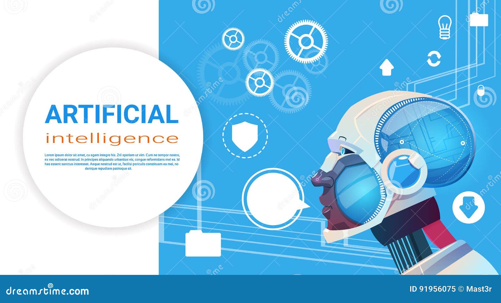 Artificial Intelligence Modern Robot Brain Technology Cartoon Vector ...