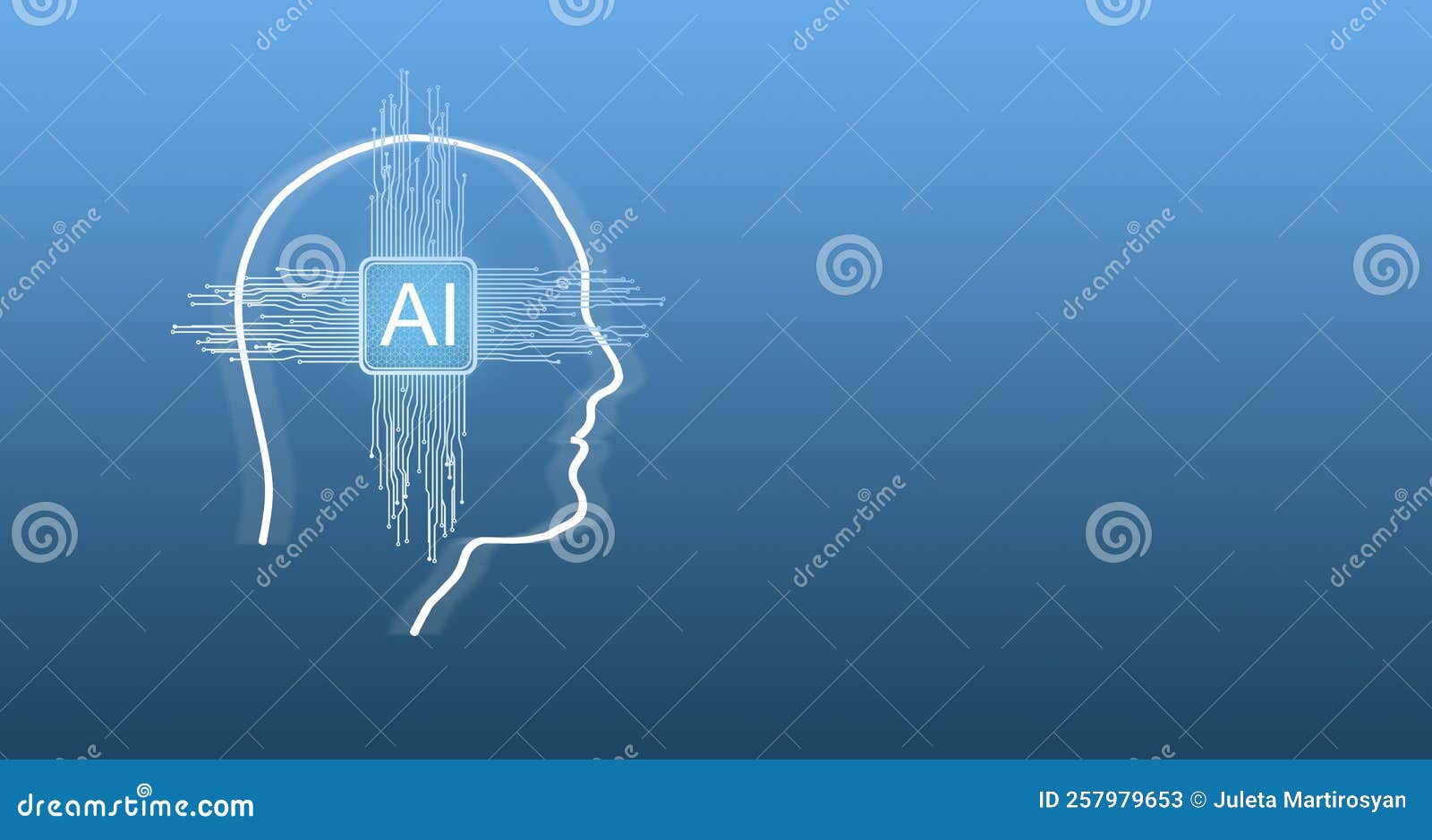 Artificial Intelligence in the Motherboard in the Head Silhouette Stock ...