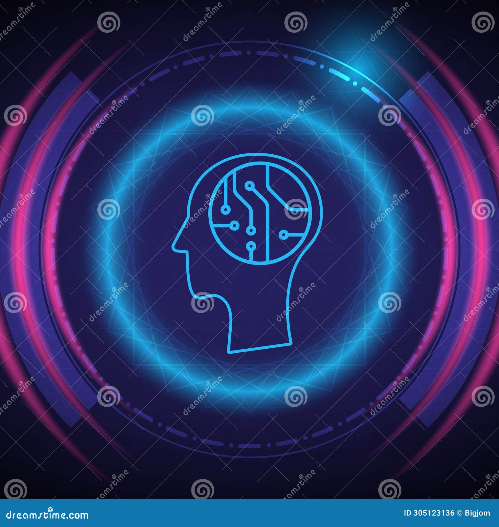 Artificial Intelligence Network Head Brain Technology. Stock Vector ...