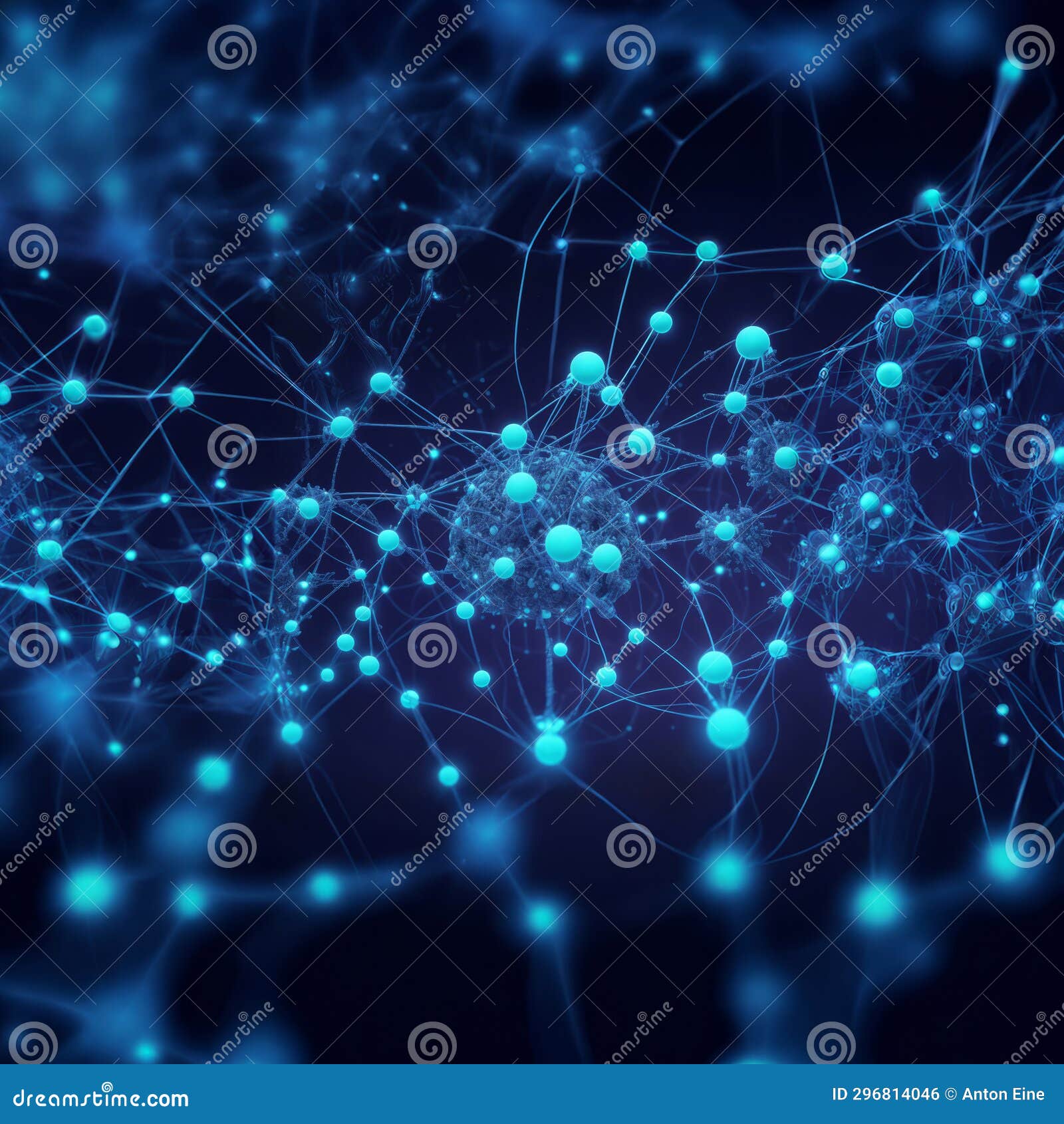 Artificial Intelligence Neural Network in Blue Stock Illustration ...