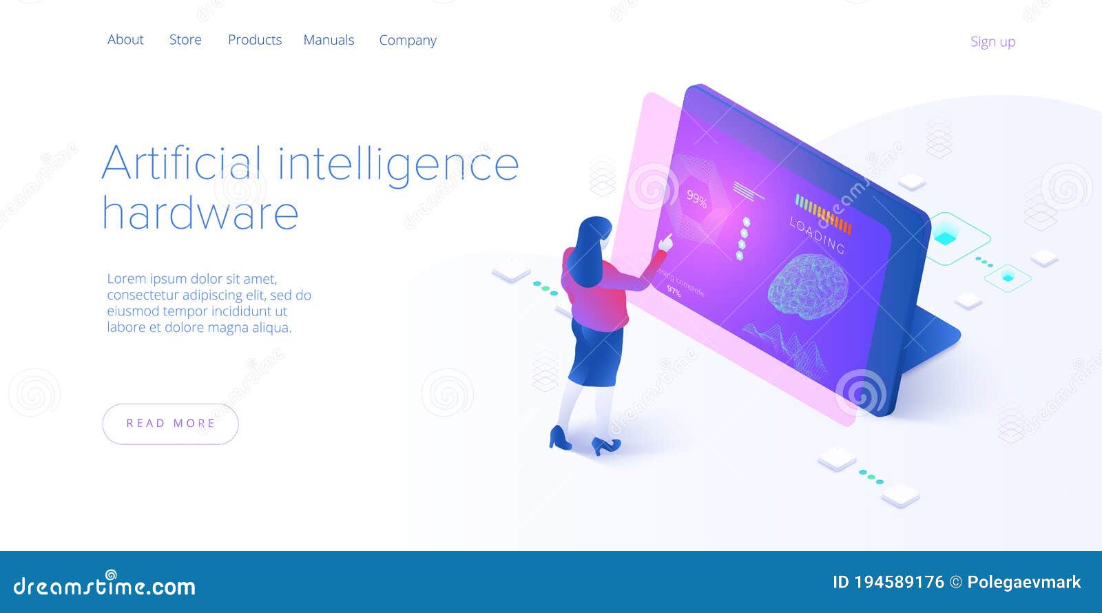 Artificial Intelligence Or Neural Network Concept In Isometric Vector ...