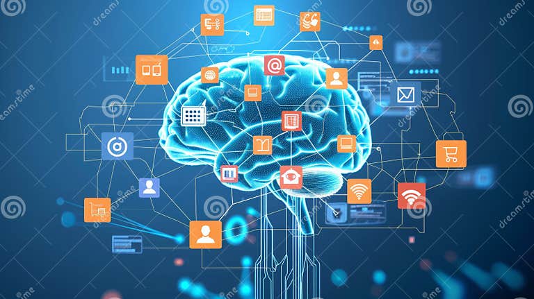 Artificial Intelligence Neural Network Machine Learning Process with Interconnected Nodes or ...