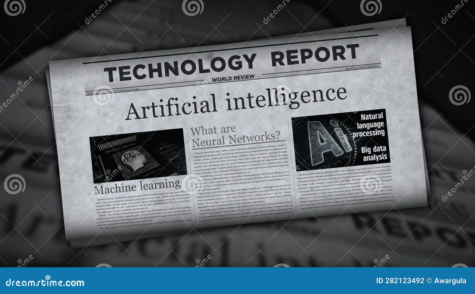Artificial Intelligence Neural Networks Newspaper Printing Media Stock ...