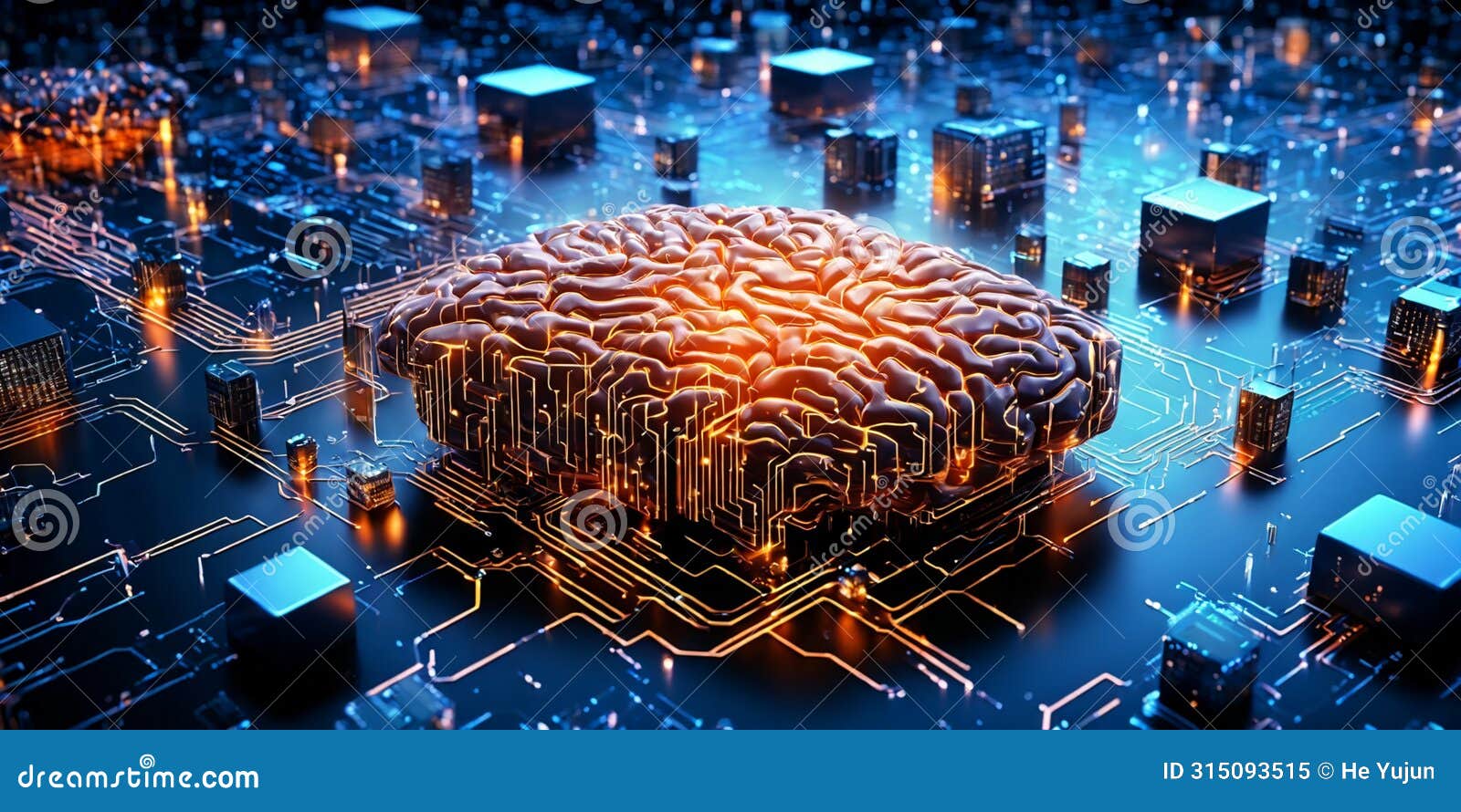 Artificial Intelligence Neurological Data Brain Stock Image - Image of ...