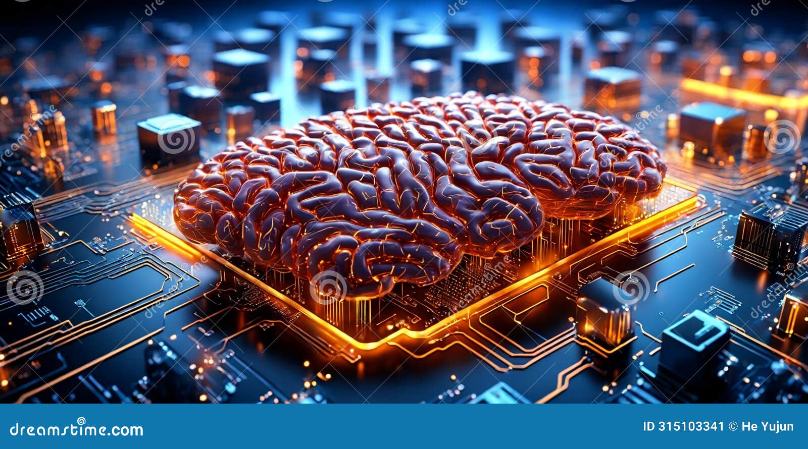 Artificial Intelligence Neurological Data Brain,Industrial Brain,Gpu Stock Image - Image of ...