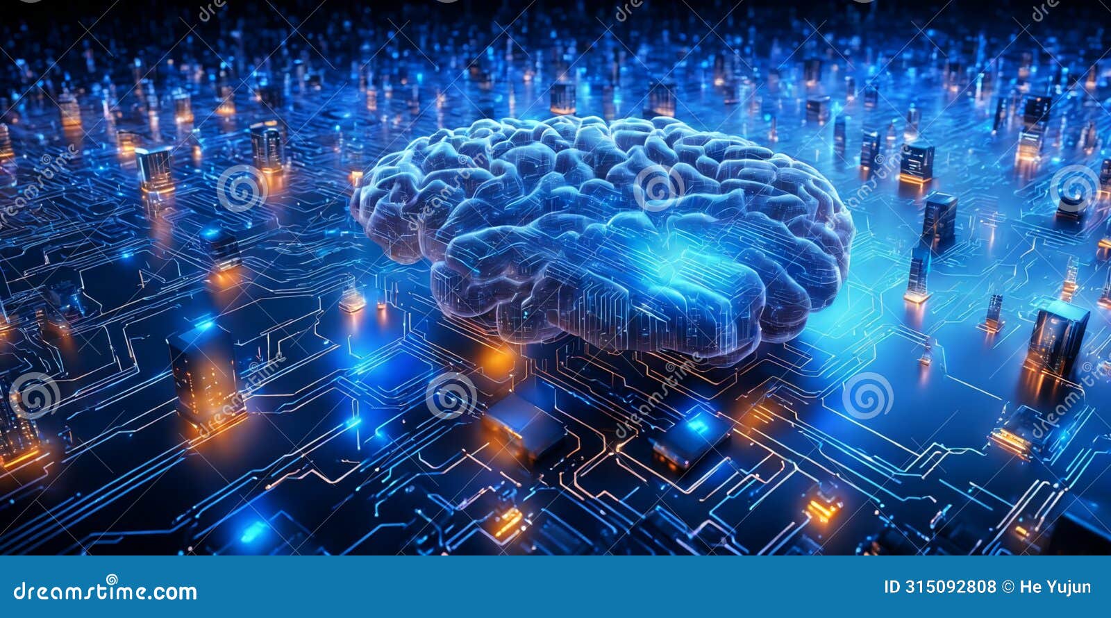 Artificial Intelligence Neurological Data Brain Stock Photo - Image of ...