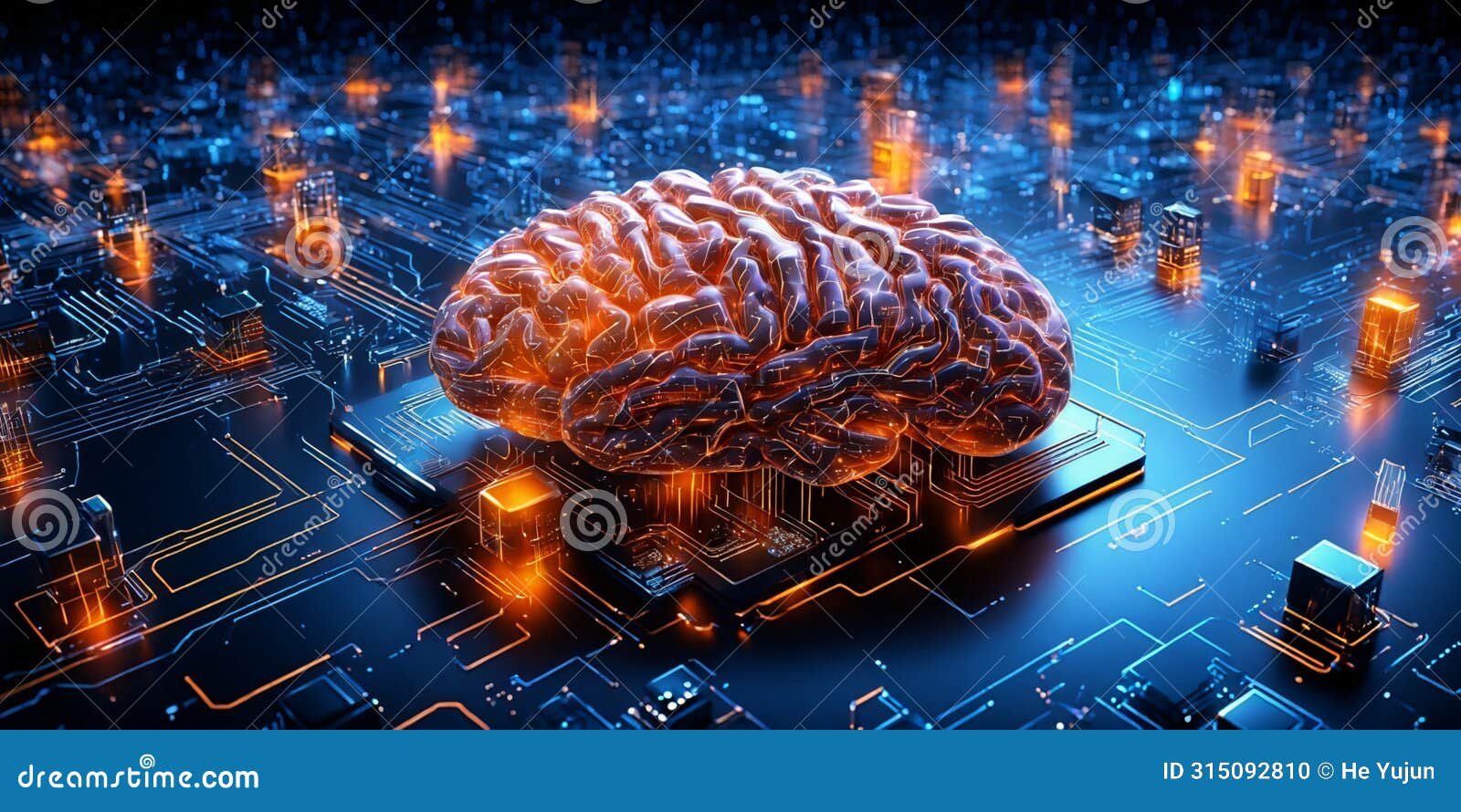 Artificial Intelligence Neurological Data Brain Stock Photo - Image of ...