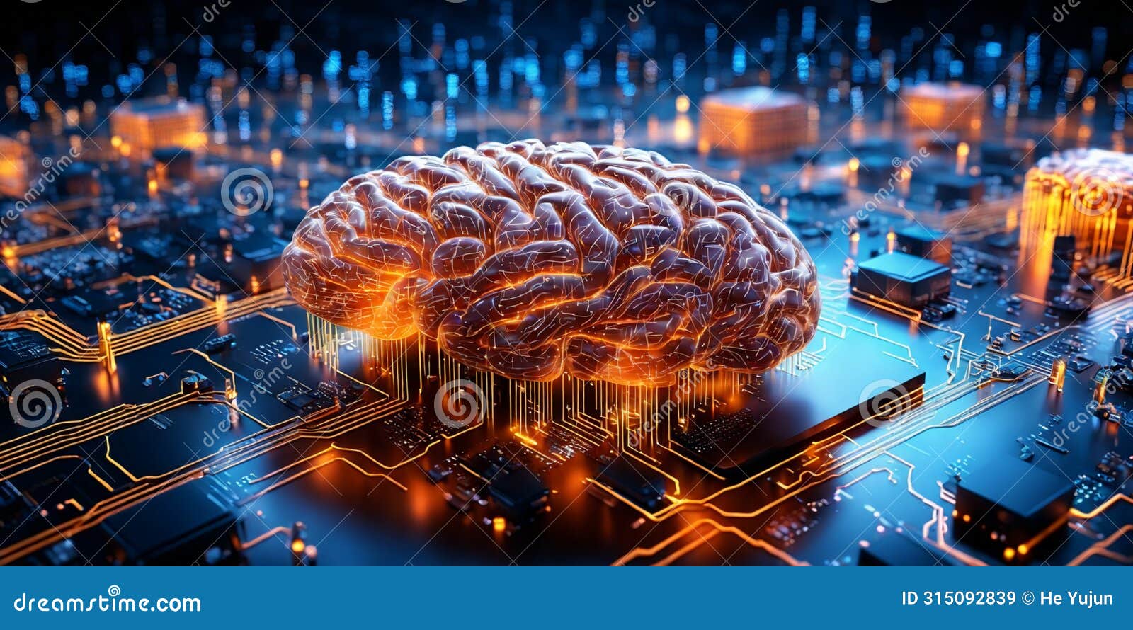 Artificial Intelligence Neurological Data Brain Stock Image - Image of ...