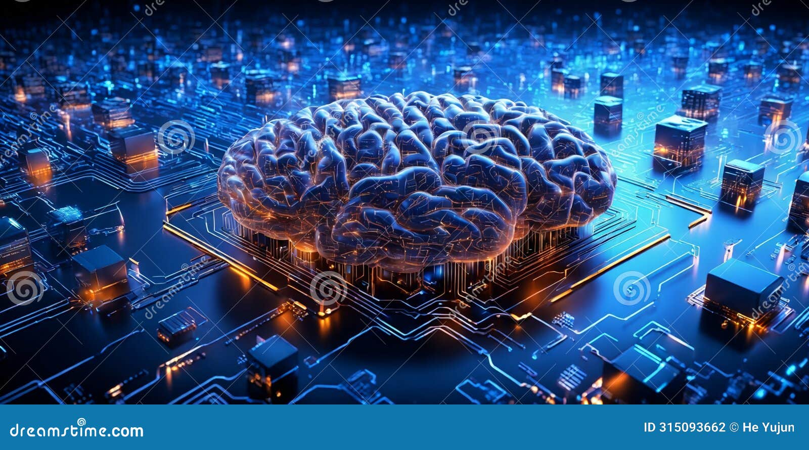 Artificial Intelligence Neurological Data Brain Stock Photo - Image of ...