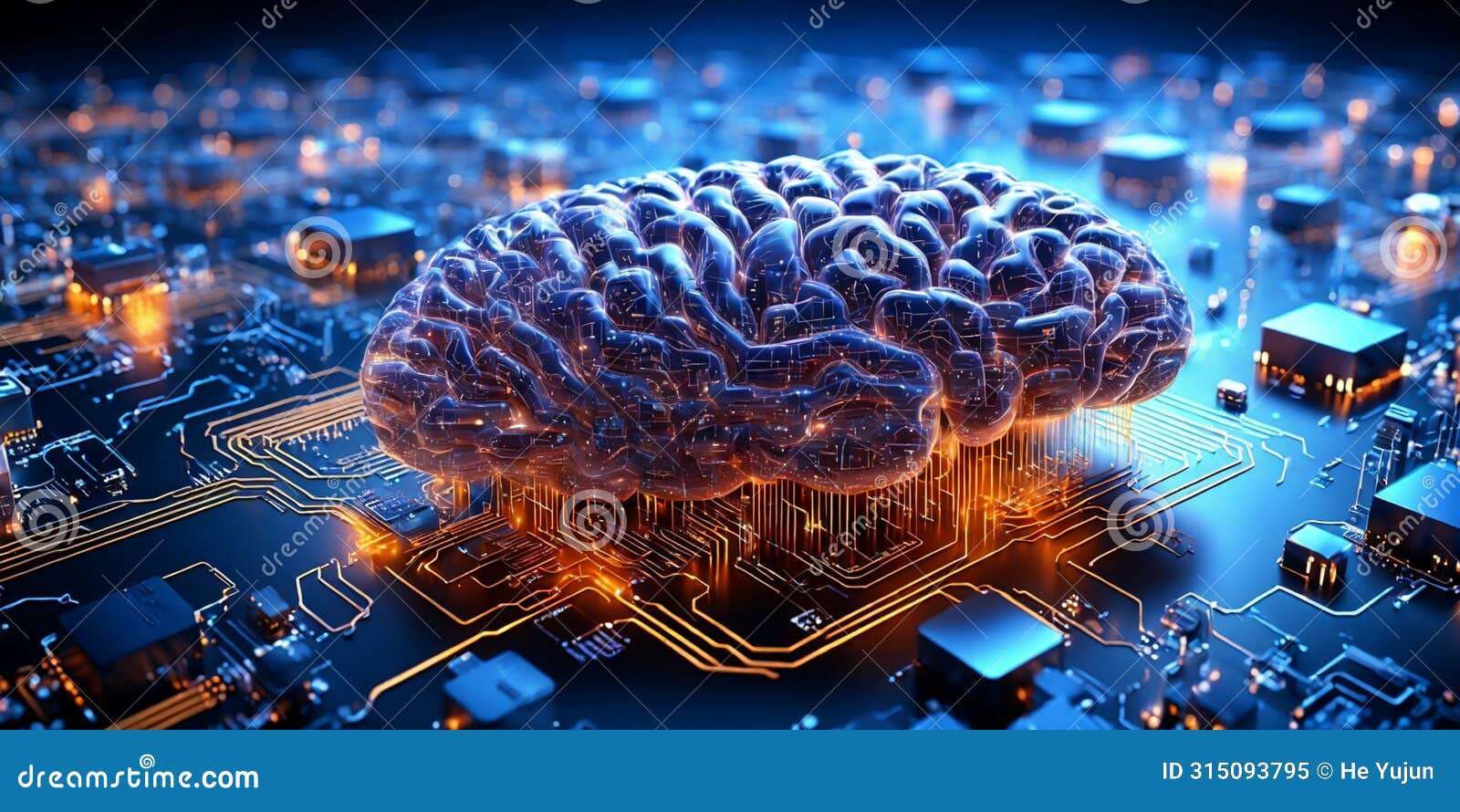 Artificial Intelligence Neurological Data Brain Stock Image - Image of ...