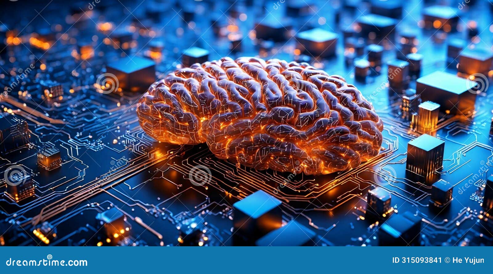 Artificial Intelligence Neurological Data Brain Stock Image - Image of ...