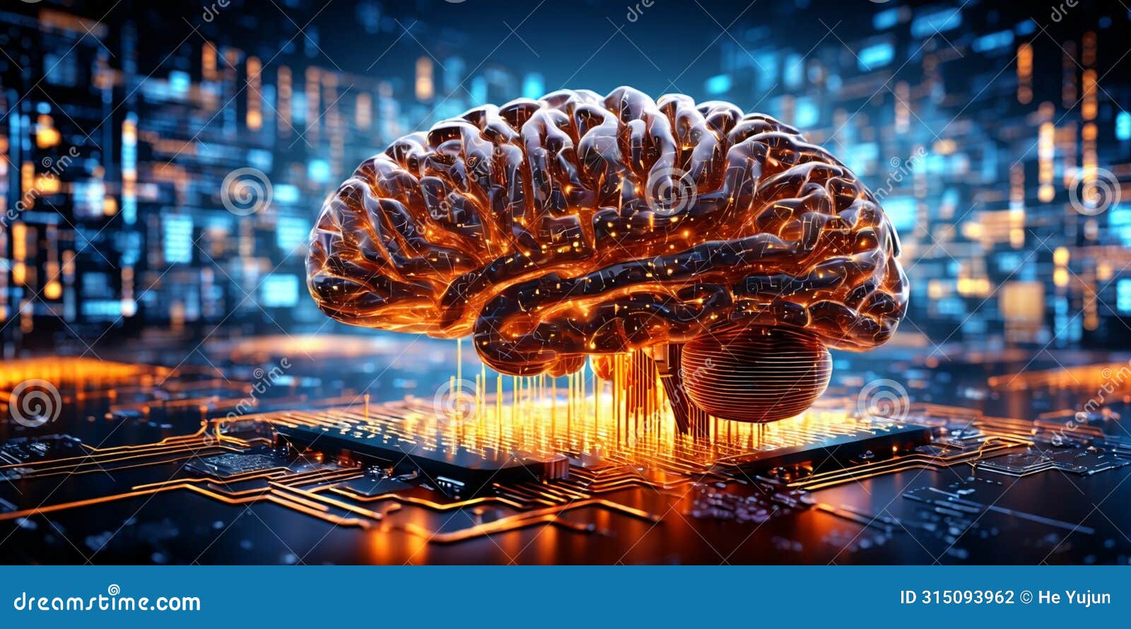 Artificial Intelligence Neurological Data Brain Stock Photo - Image of ...