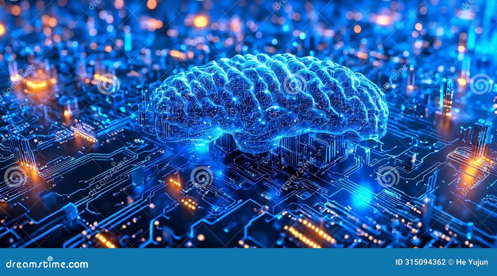 Artificial Intelligence Neurological Data Brain Stock Photo - Image of ...
