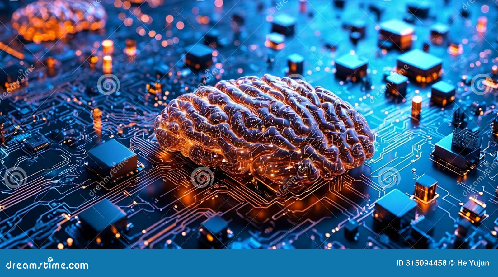 Artificial Intelligence Neurological Data Brain Stock Photo - Image of ...