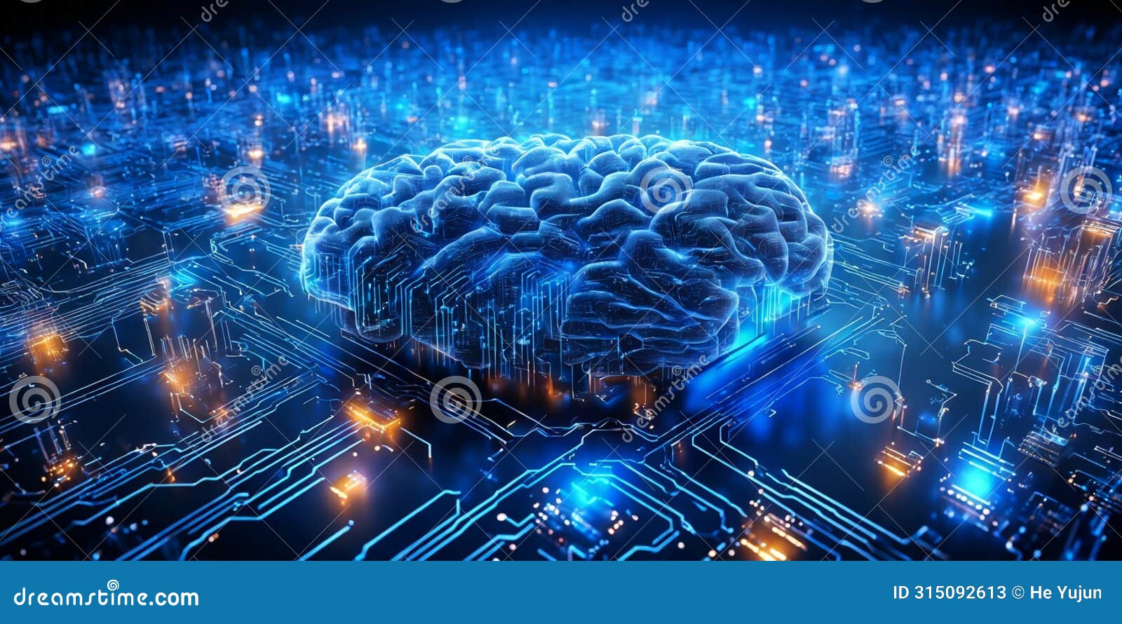 Artificial Intelligence Neurological Data Brain Stock Image - Image of ...