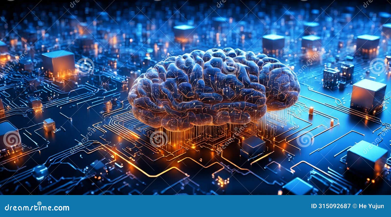 Artificial Intelligence Neurological Data Brain Stock Image - Image of ...