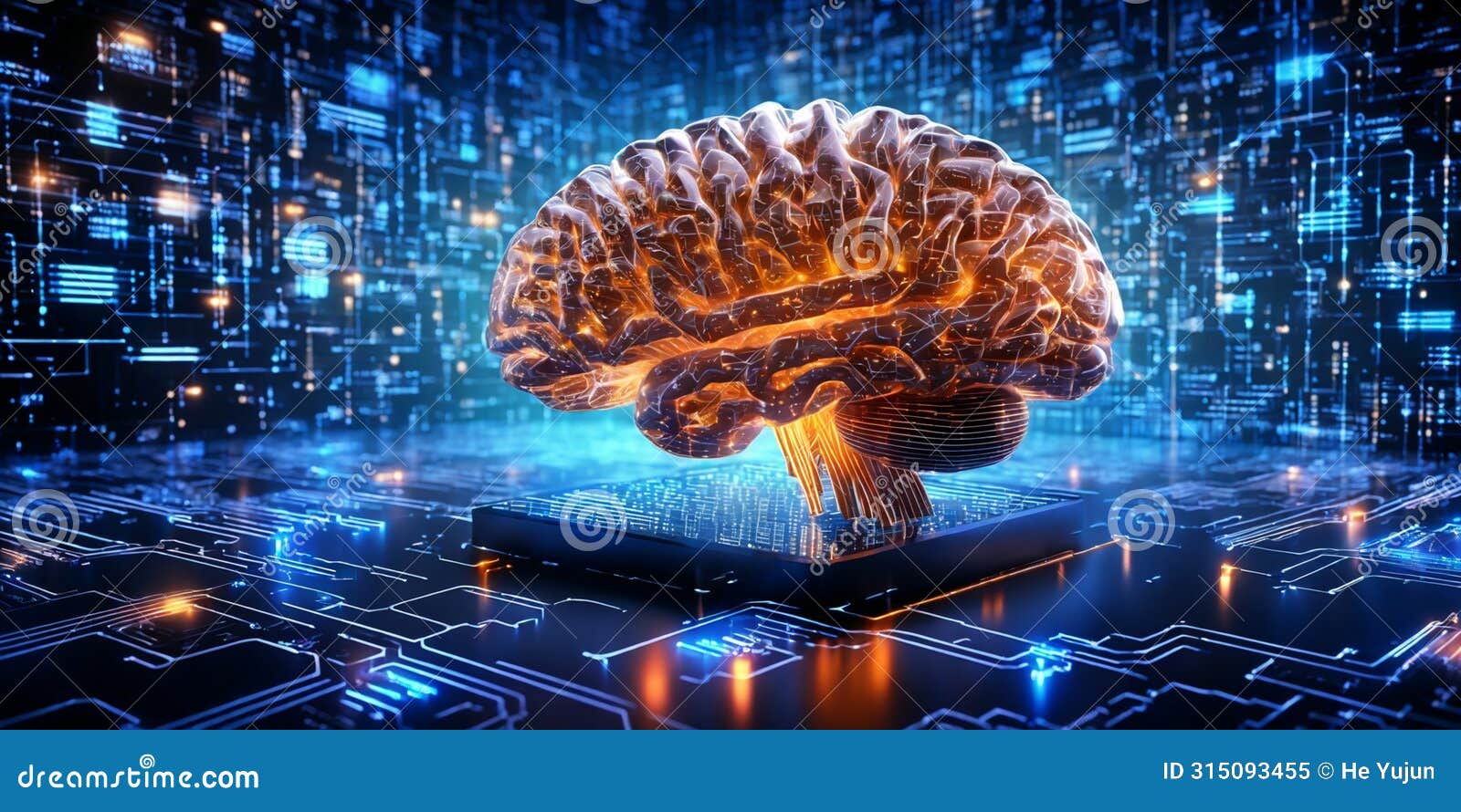 Artificial Intelligence Neurological Data Brain Stock Image - Image of ...