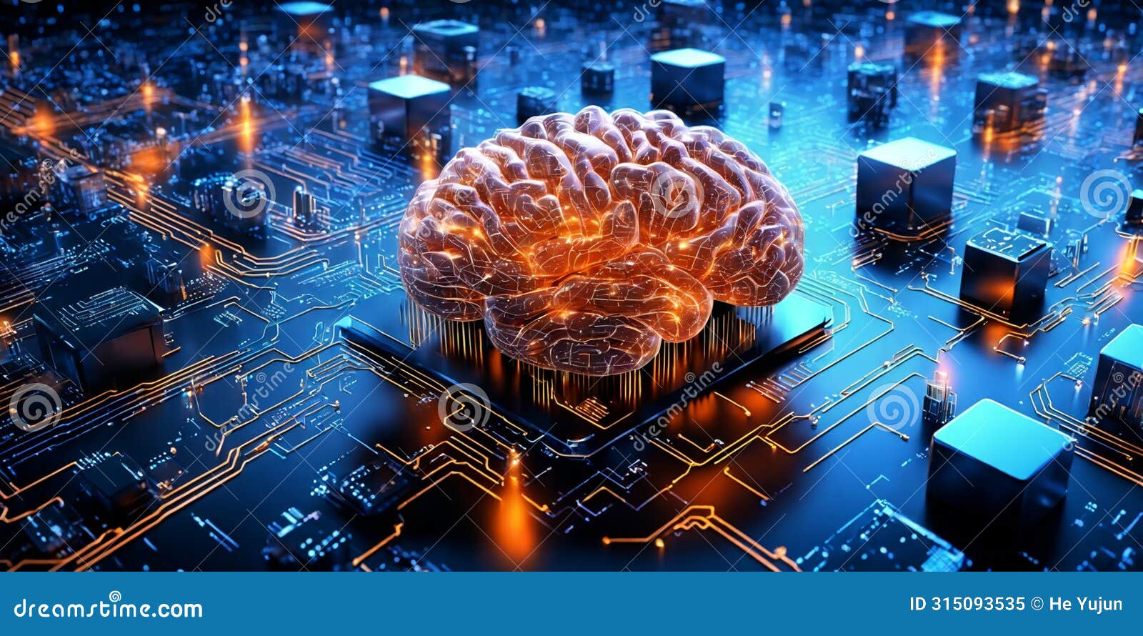 Artificial Intelligence Neurological Data Brain Stock Image - Image of ...