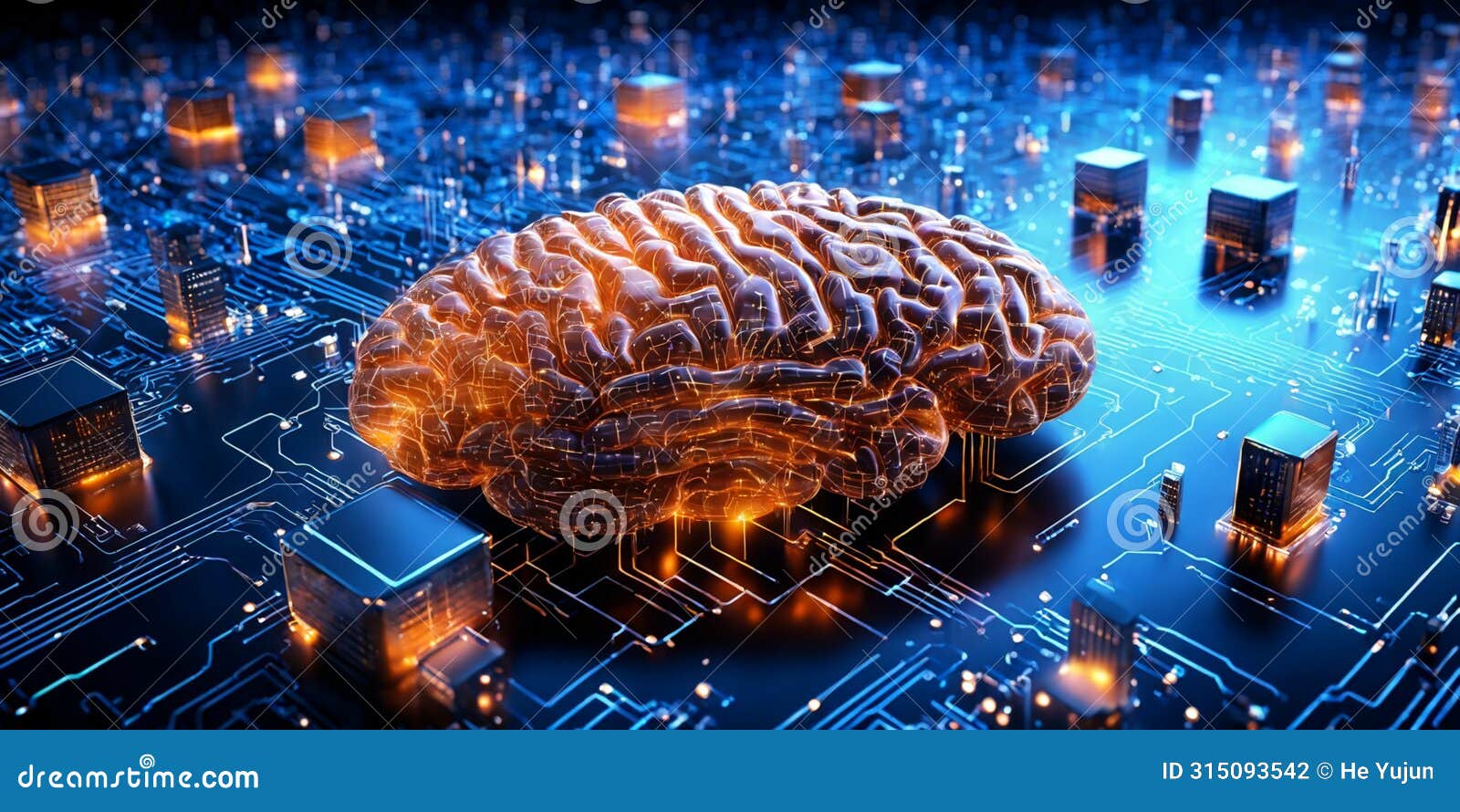 Artificial Intelligence Neurological Data Brain Stock Photo - Image of ...