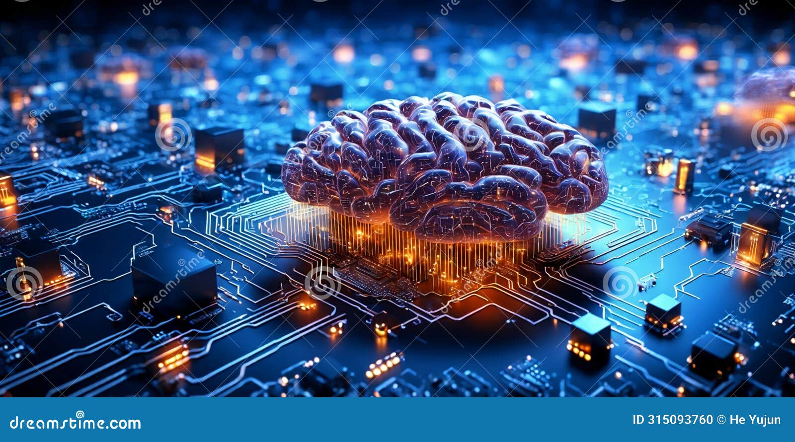 Artificial Intelligence Neurological Data Brain Stock Photo - Image of ...