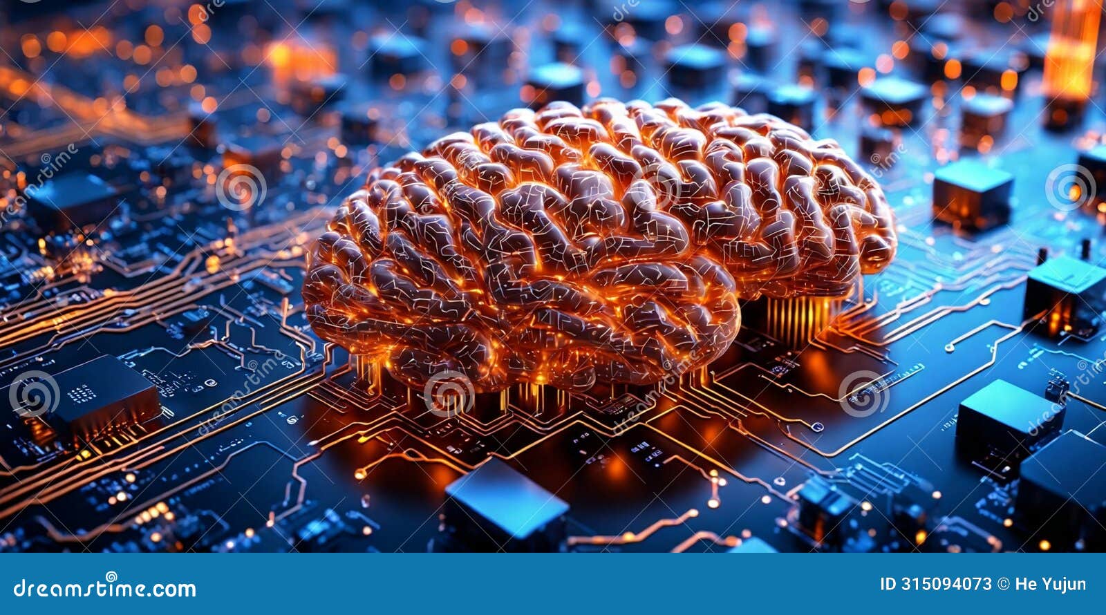 Artificial Intelligence Neurological Data Brain Stock Image - Image of ...